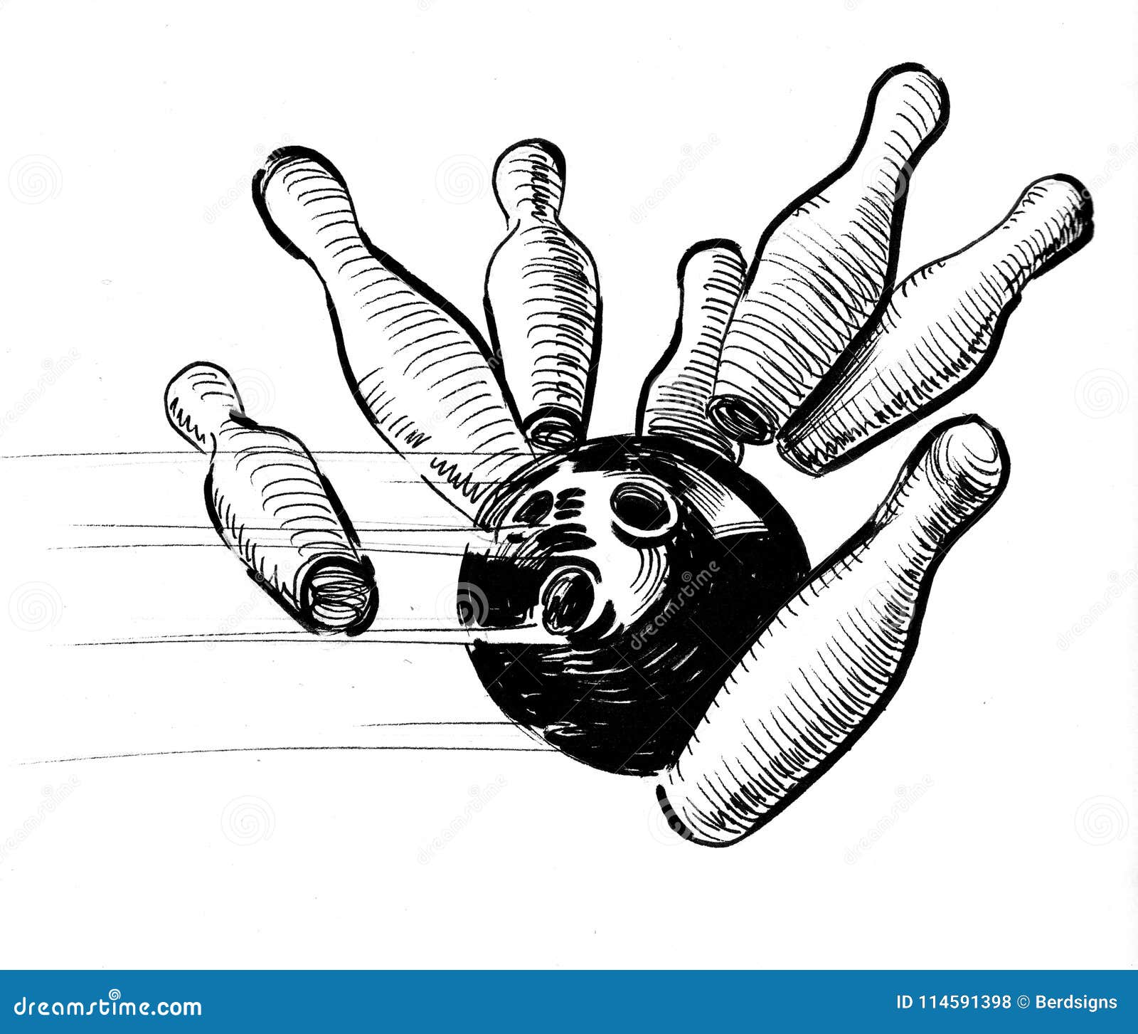 Bowling ball and skittles stock illustration. Illustration of sport ...