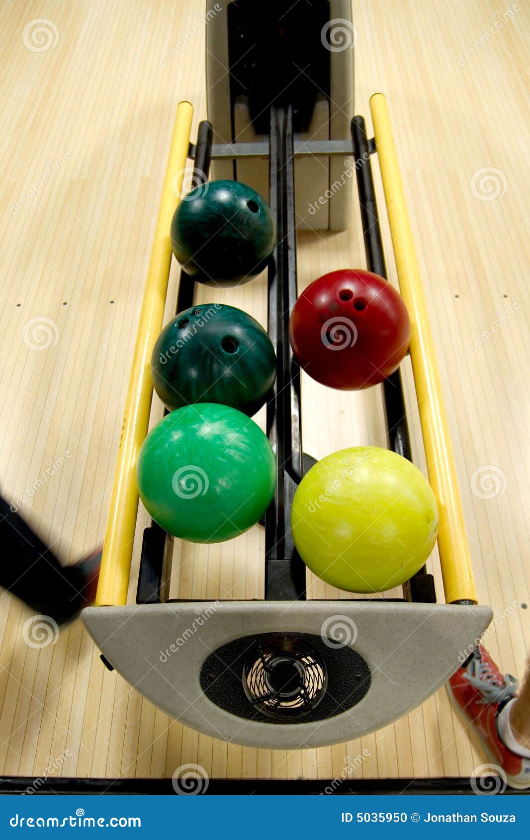 Bowling balls at alley stock photo. Image of bowling, person - 5035950
