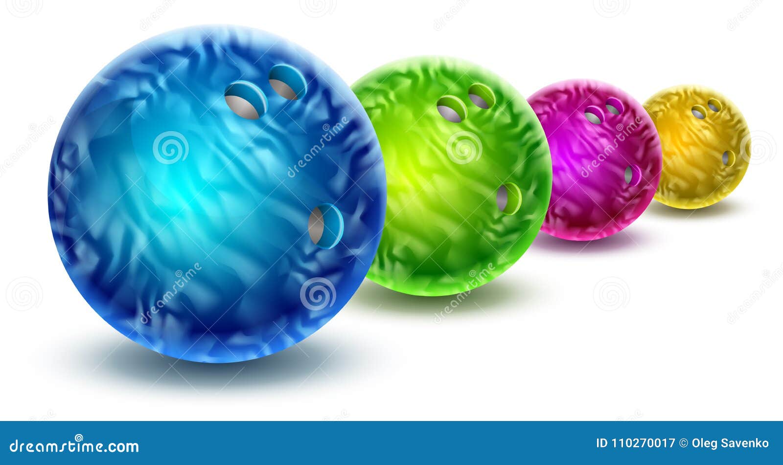 Bowling Balls Isolated with Color Marble Texture. Stock Vector ...