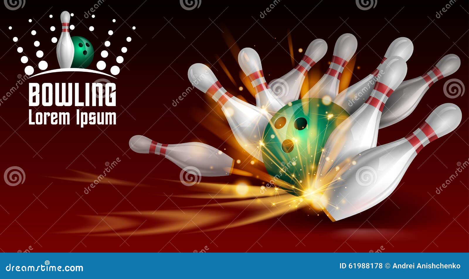 Bowling banner stock vector. Illustration of indoor, spare - 61988178
