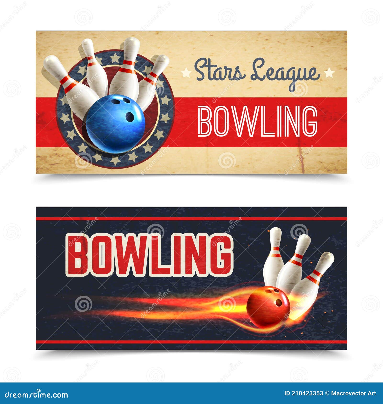 Bowling Banner Set stock vector. Illustration of ball - 210423353