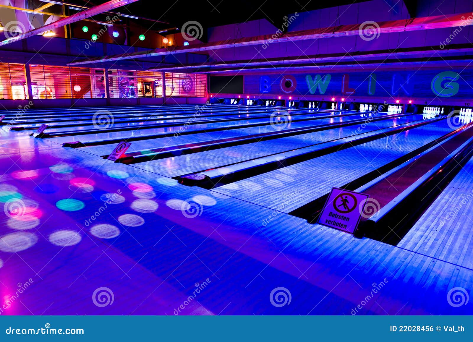 Bowling center stock photo. Image of leisure, evening - 22028456