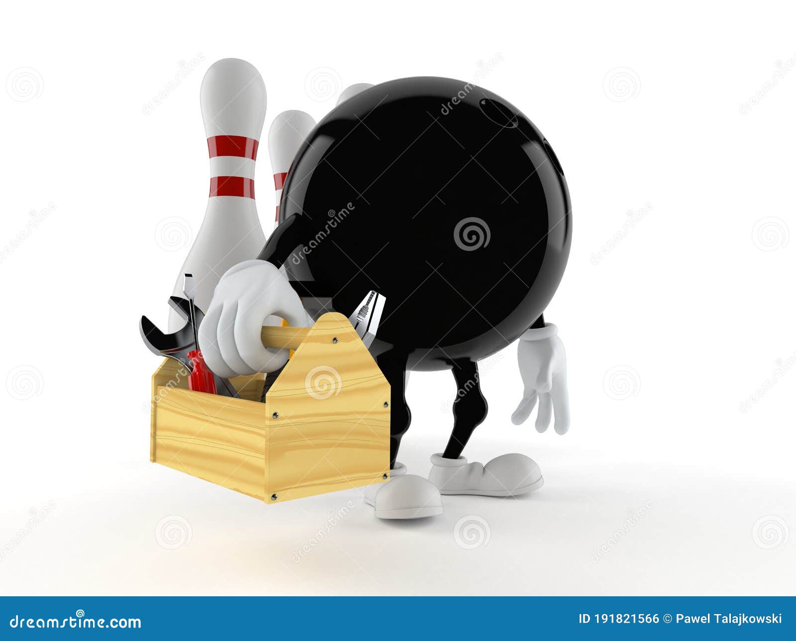 Bowling Character Holding Toolbox Stock Illustration - Illustration of ...