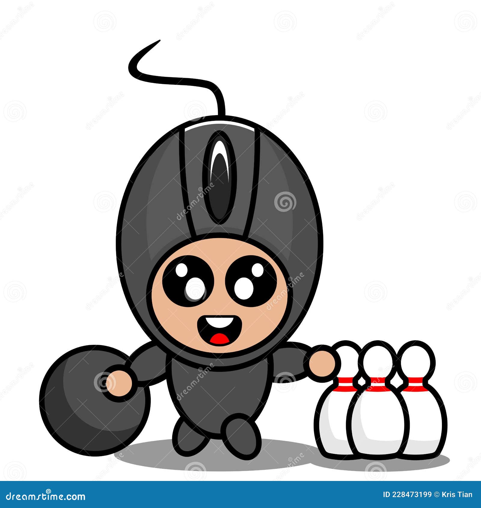 Bowling Computer Mouse Mascot Costume Stock Vector - Illustration of ...