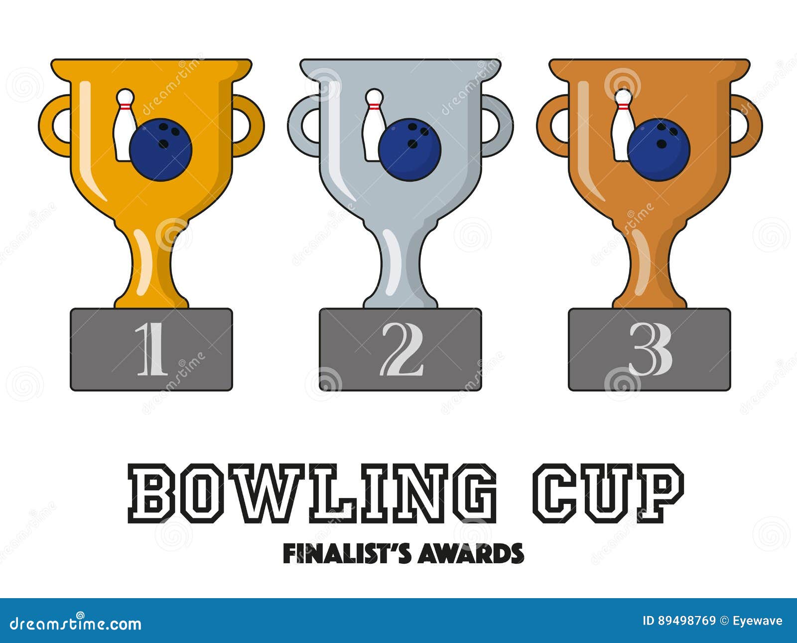Bowling Cup Finalists Awards in Gold, Silver and Bronze Stock Vector ...