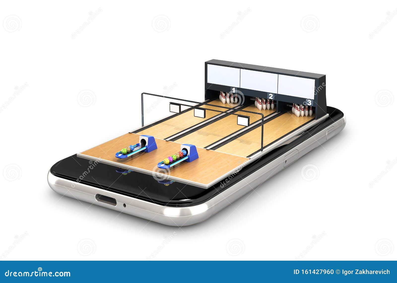 Bowling. Game on a Mobile Phone Stock Illustration - Illustration of ...