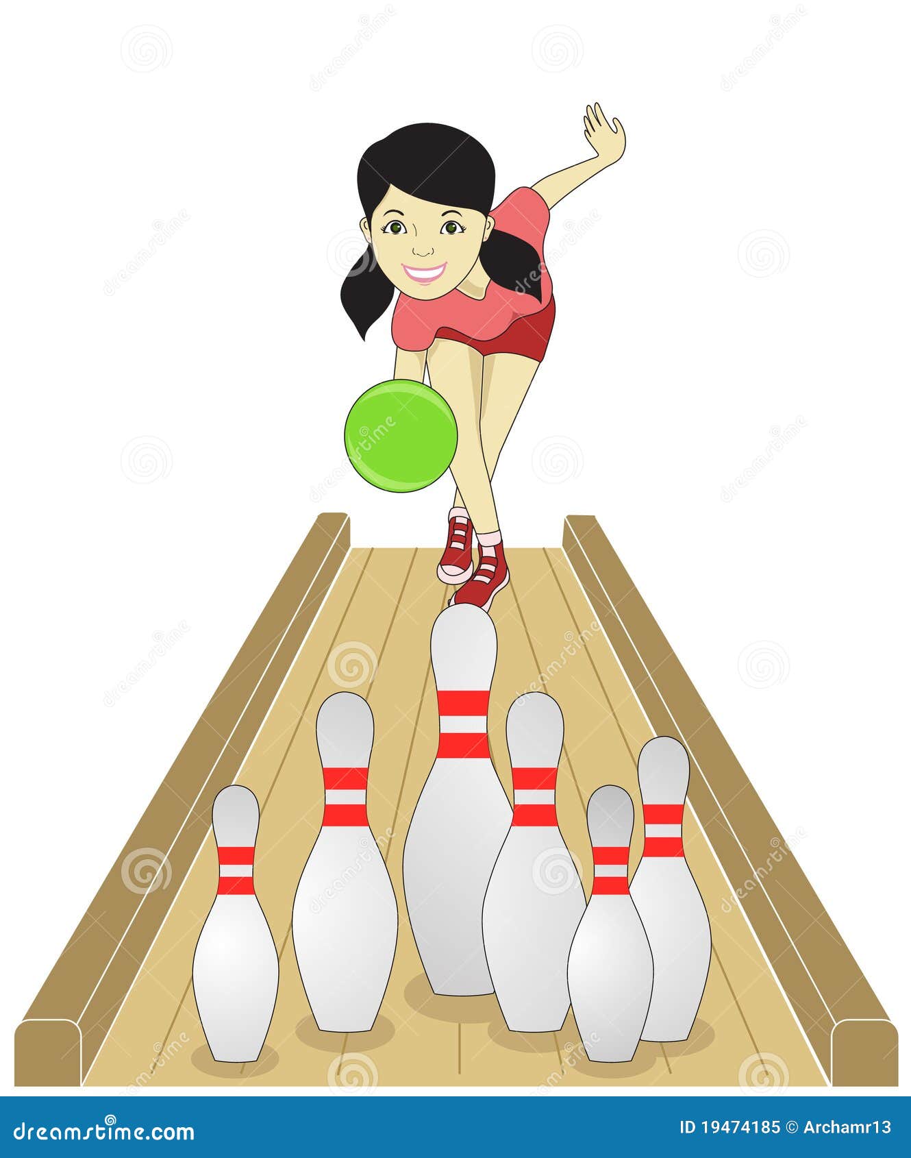 Girl Bowling Cartoon