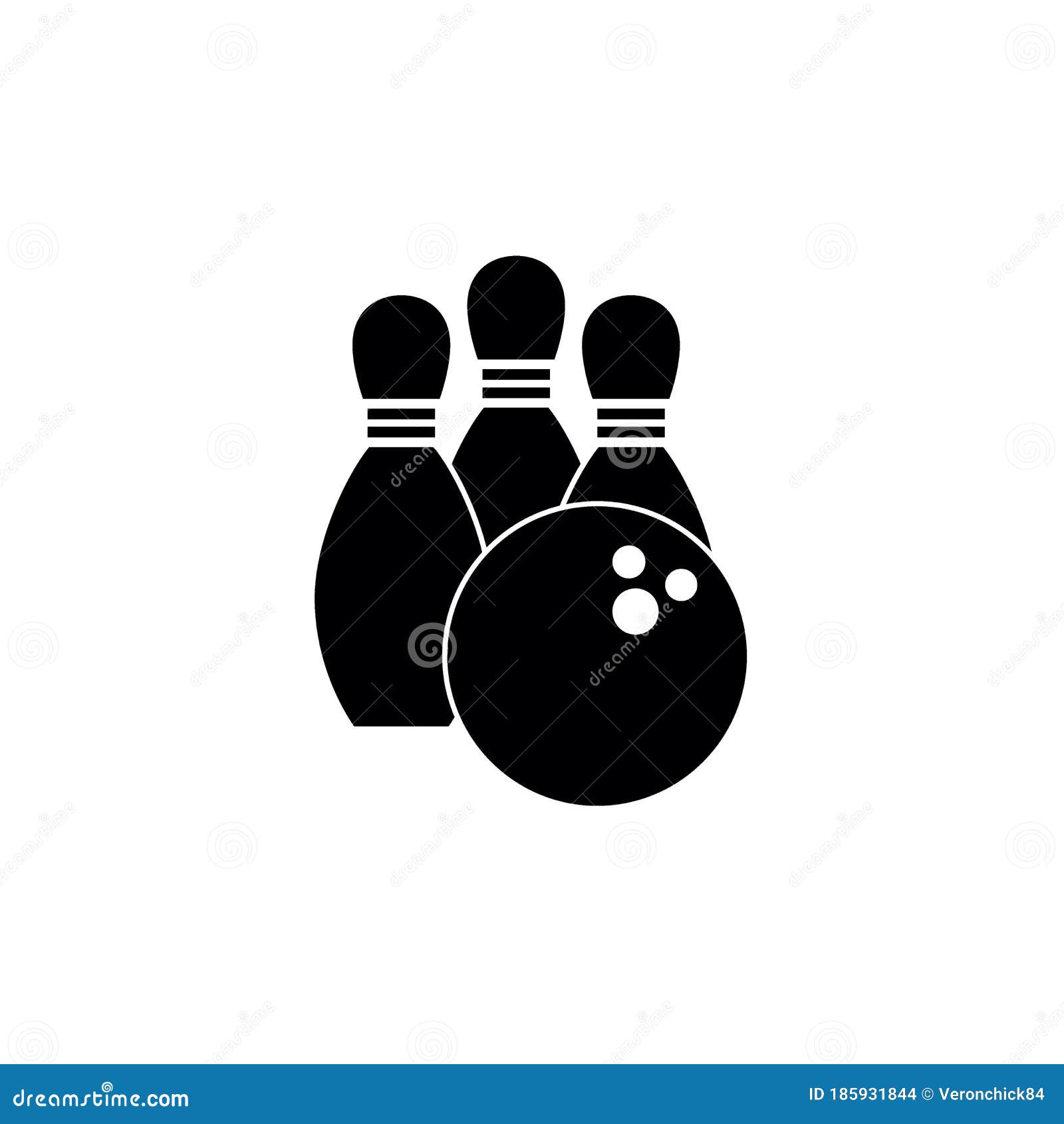 Bowling Icon. Black Vector Bowling Sign Stock Vector - Illustration of ...
