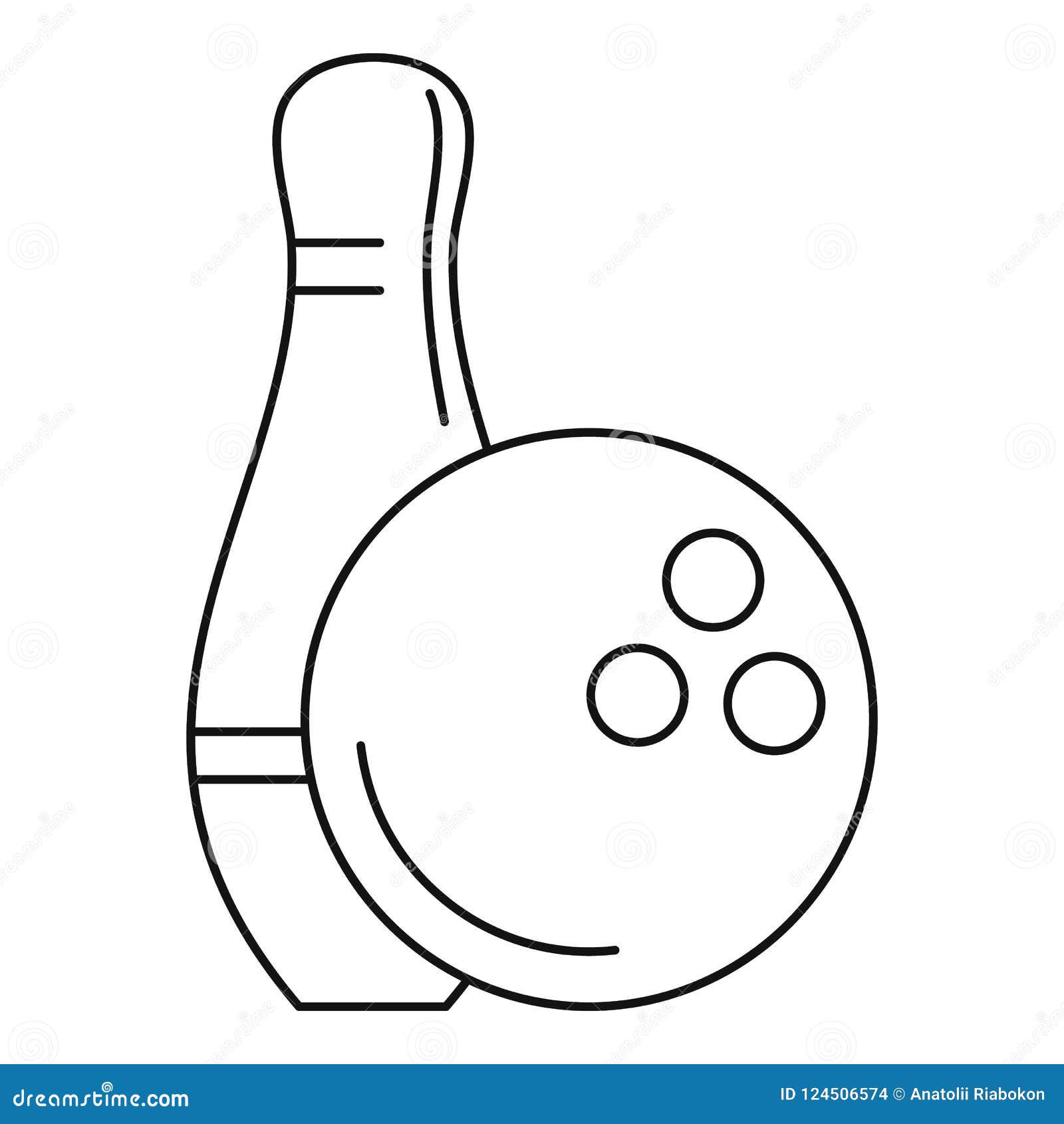 Bowling Icon, Outline Style Stock Illustration - Illustration of ...