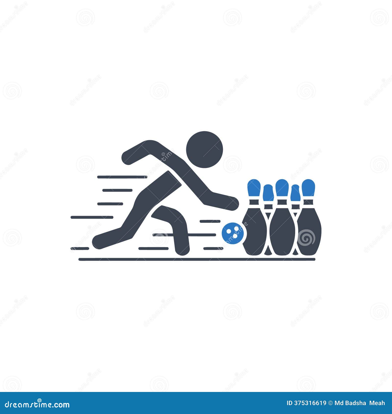 Bowling Icon On Checkered Background Vector Illustration ...