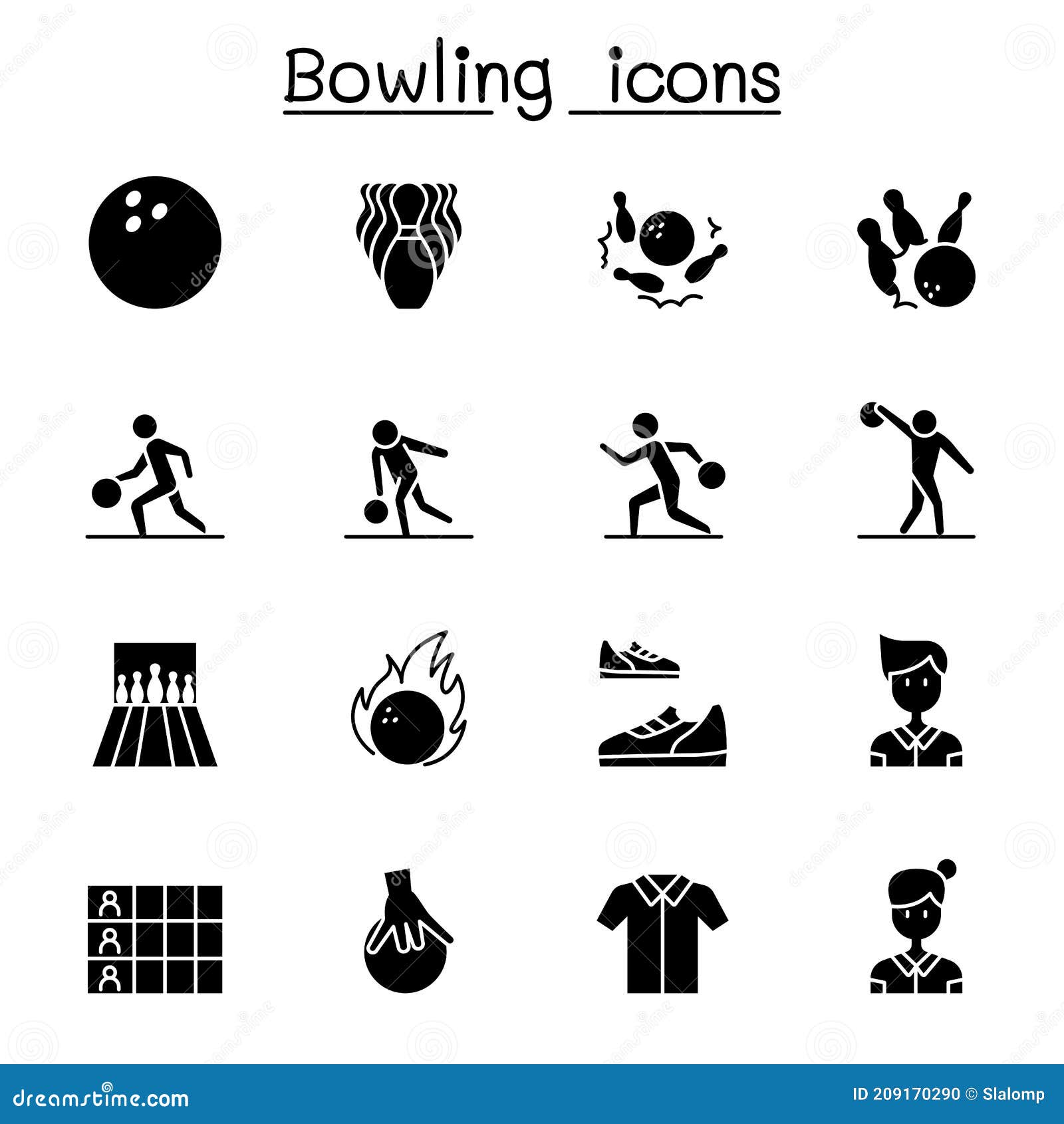 Bowling Icons Set Vector Illustration Graphic Design Stock Vector ...