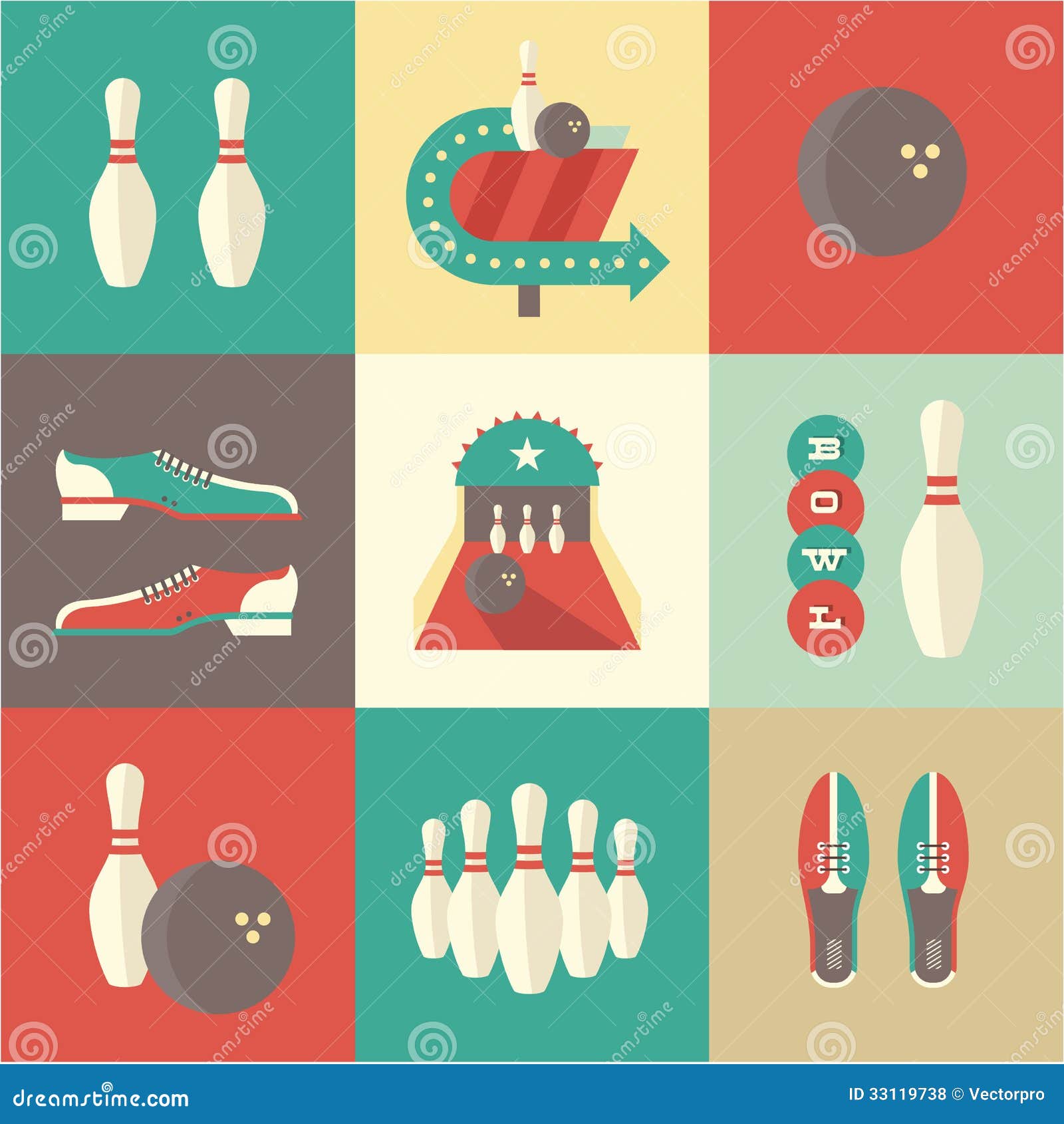 Bowling icons stock vector. Illustration of design, event - 33119738