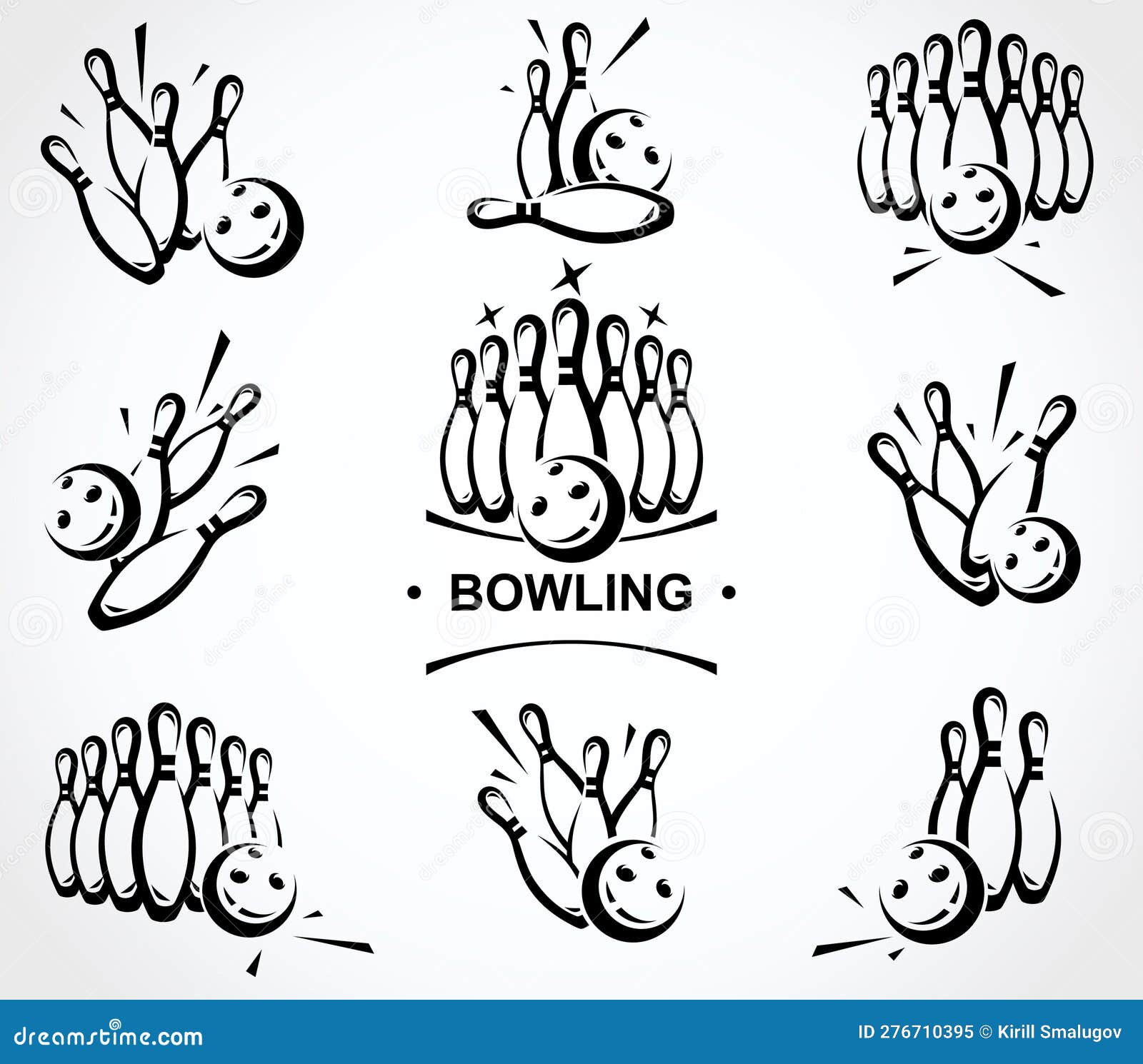 Bowling Label and Element Set. Collection Element Bowling Stock ...