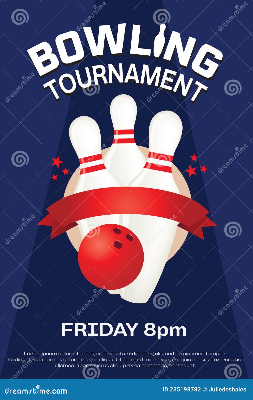 Bowling League Tournament Flyer Poster Design Stock Vector ...