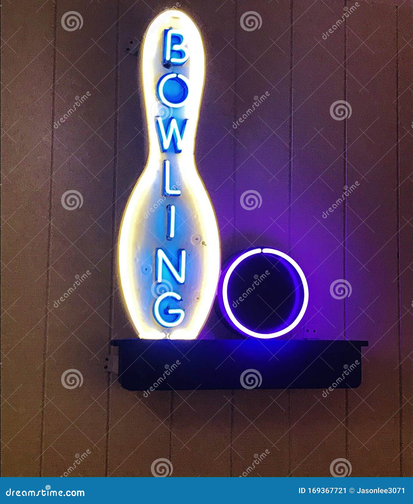 Bowling neon sign stock image. Image of bowling, advertising - 169367721