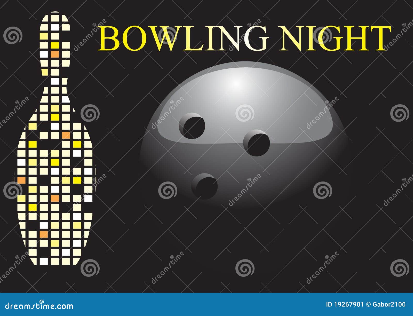 Bowling Night Flyer Template. Vector Clip Art Illustration ...