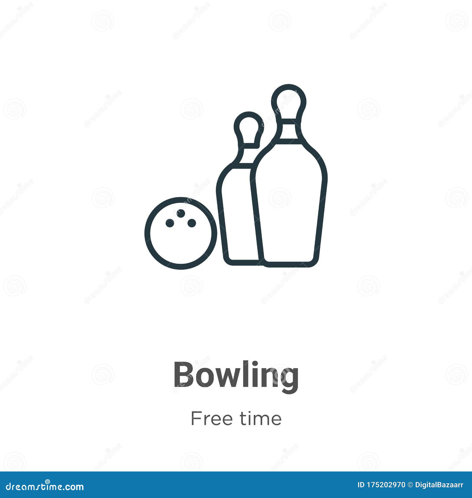 Bowling Outline Vector Icon. Thin Line Black Bowling Icon, Flat Vector ...