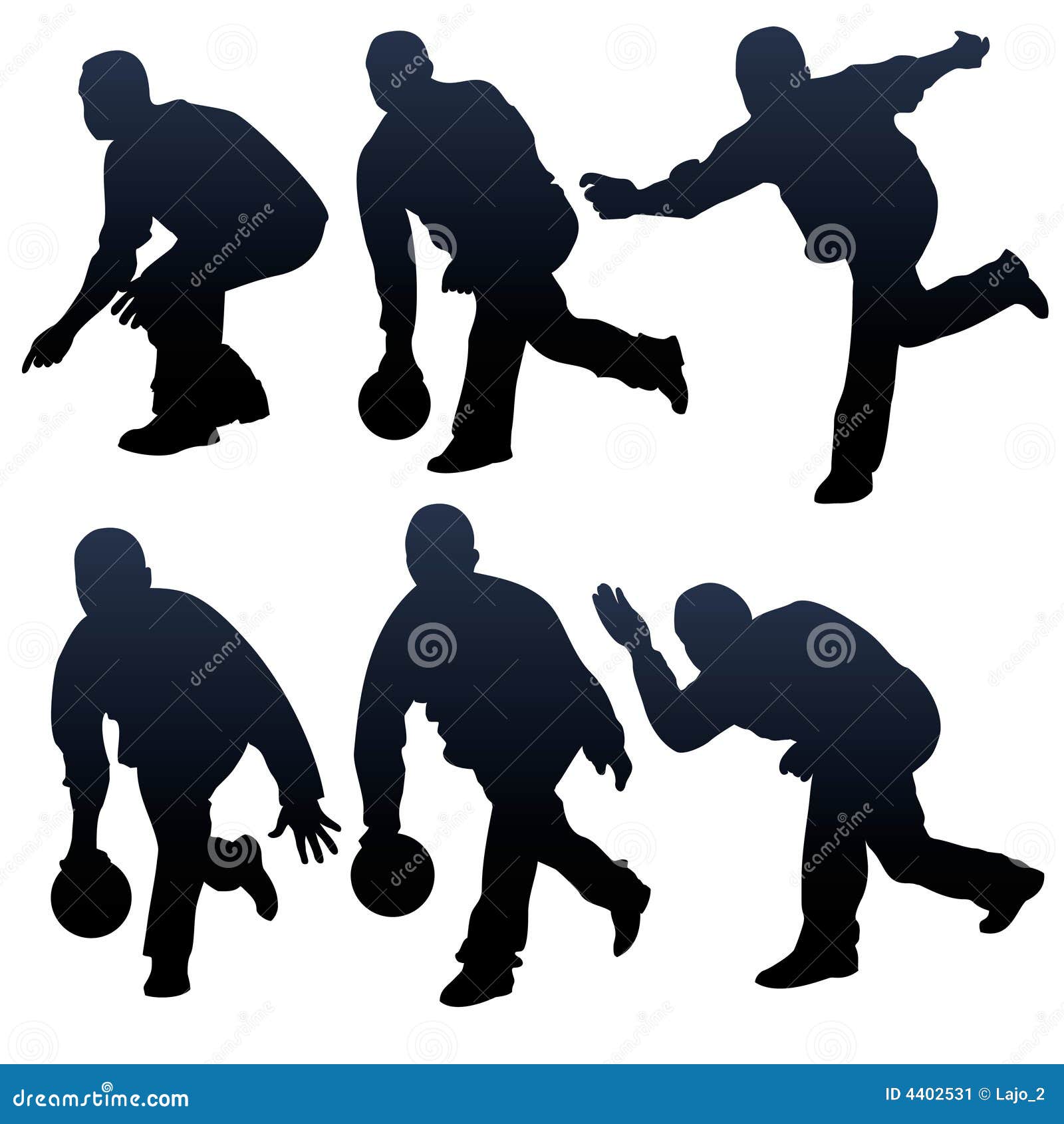 Bowling people silhouettes stock vector. Illustration of bowl - 4402531