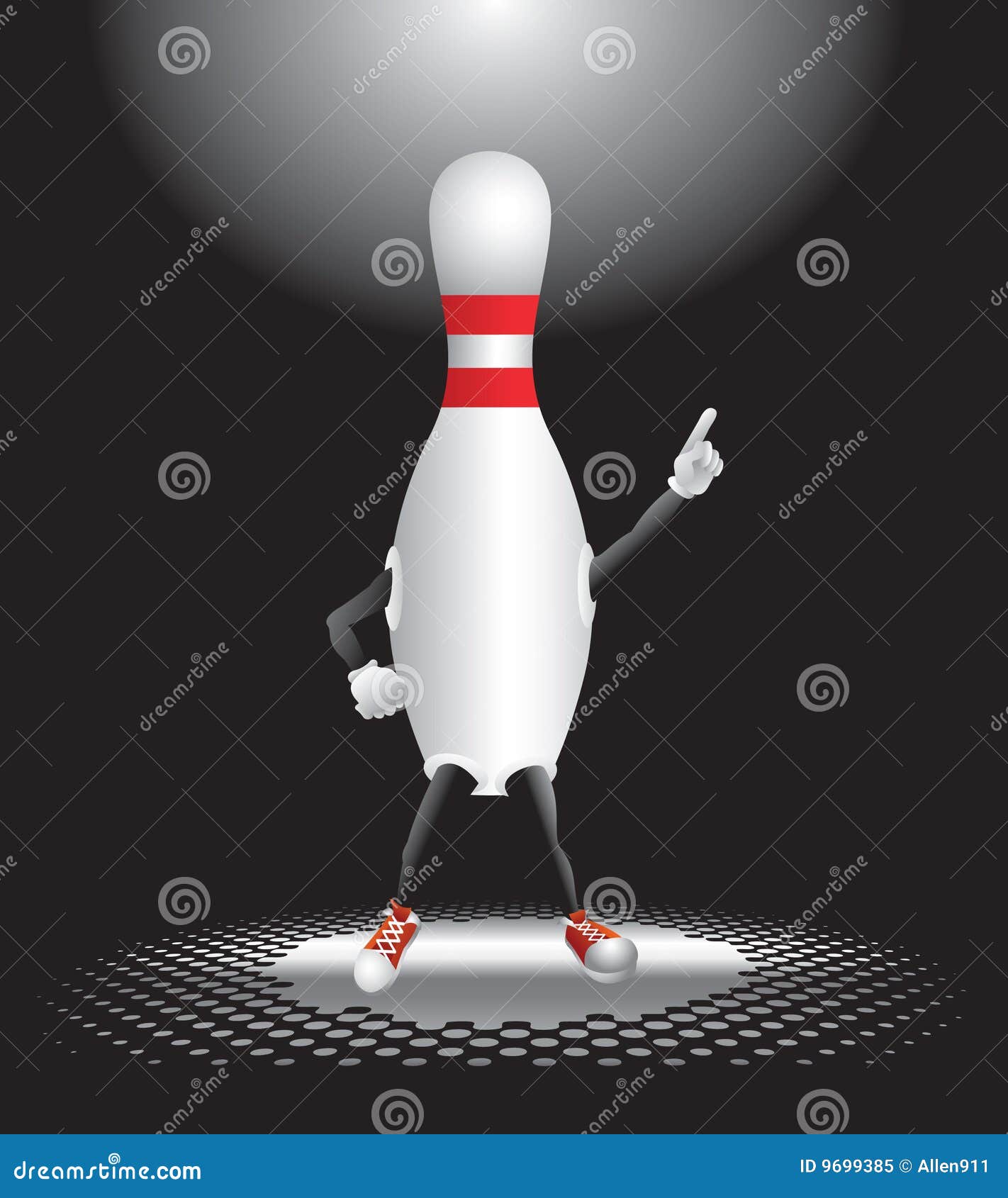 Bowling Pin Character Under Spotlight Stock Vector - Illustration of ...