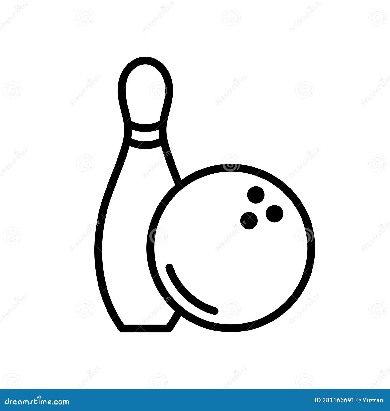 Bowling and Pin Outline Icon Vector Illustration Stock Vector ...
