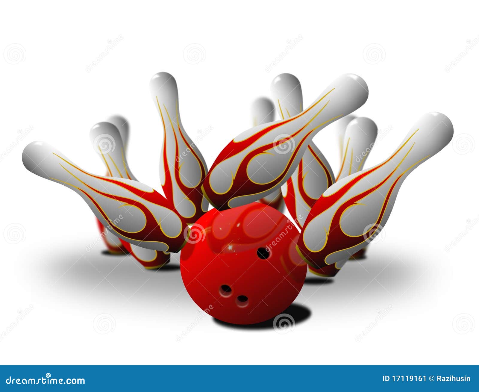 Bowling Pin Strike Over White Stock Illustration - Illustration of ...