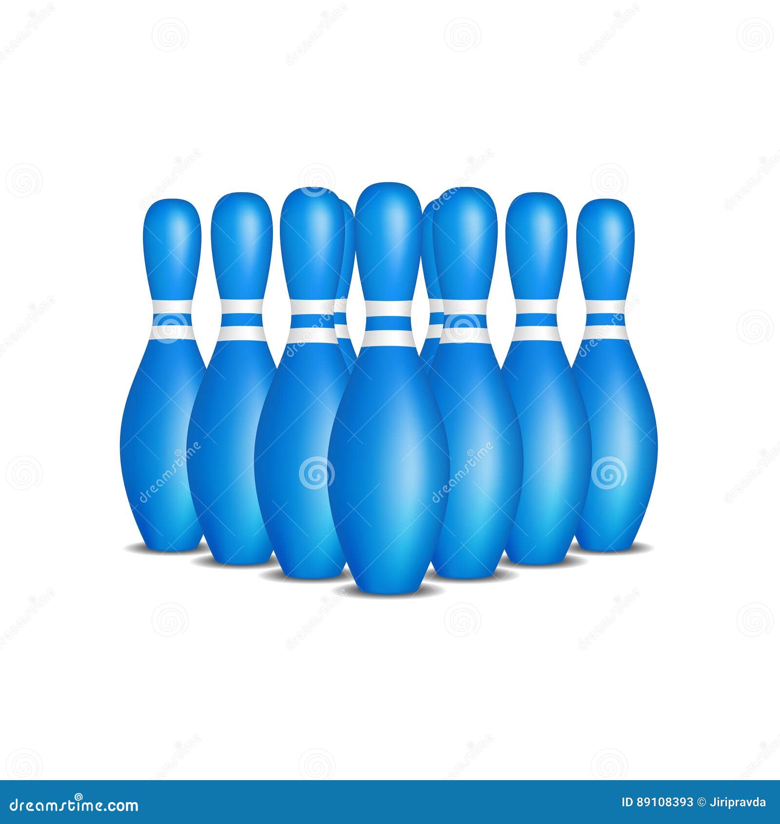 Bowling Pins in Blue Design with White Stripes Standing in Formation ...