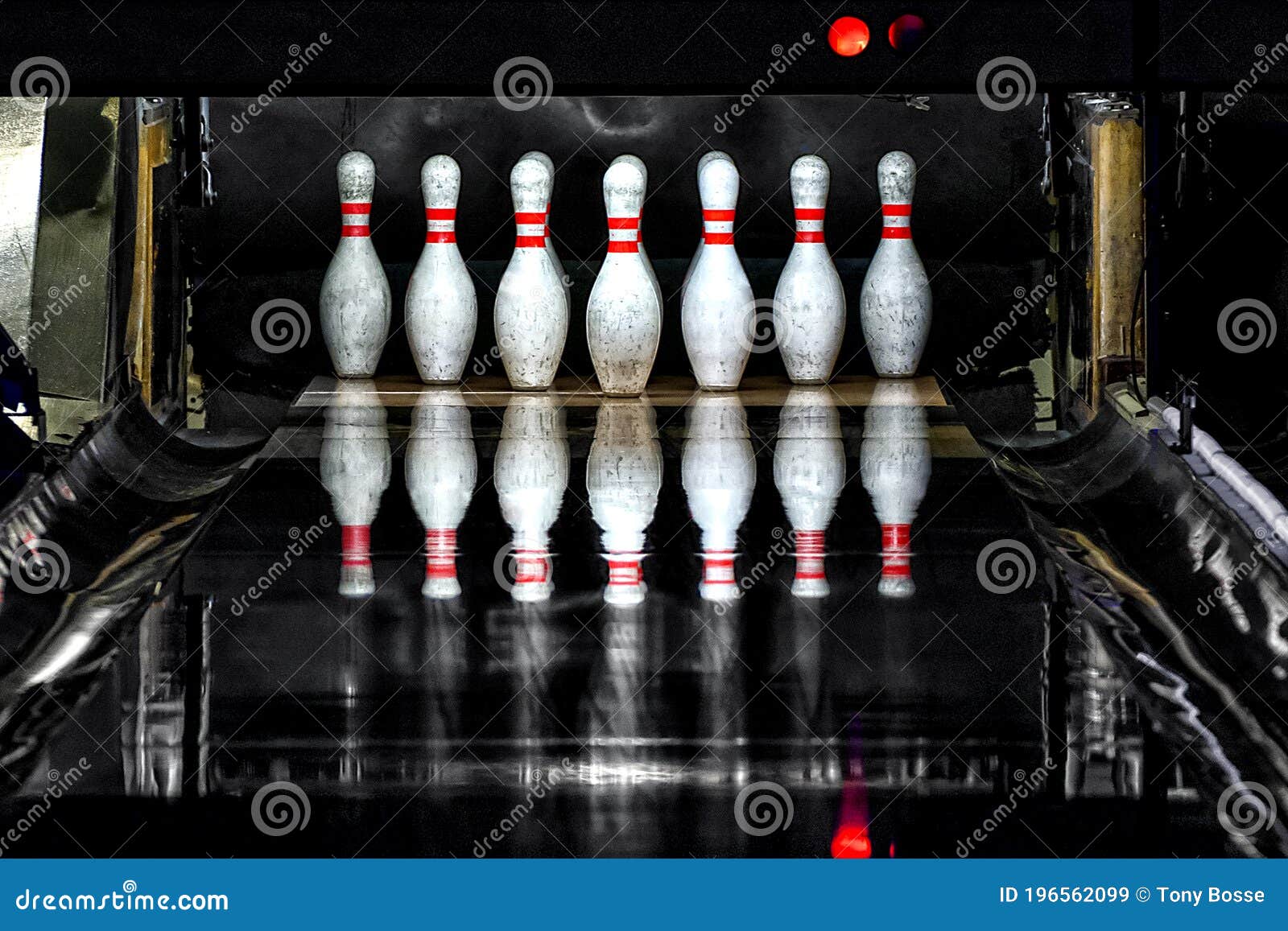 Bowling Pins during Night Game Stock Image - Image of alley, leisure ...