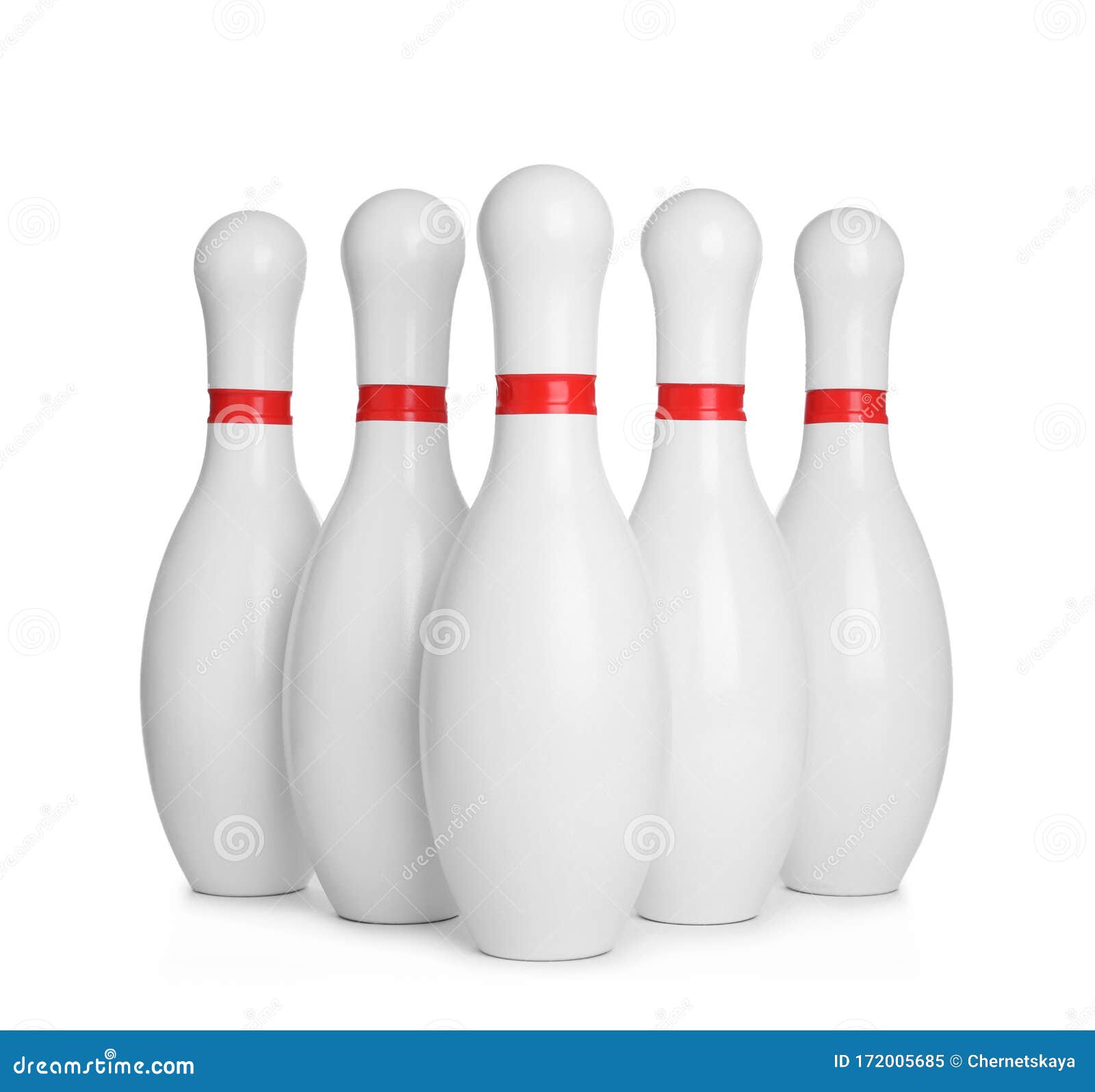 Bowling Pins with Red Stripes Isolated Stock Image - Image of lifestyle ...