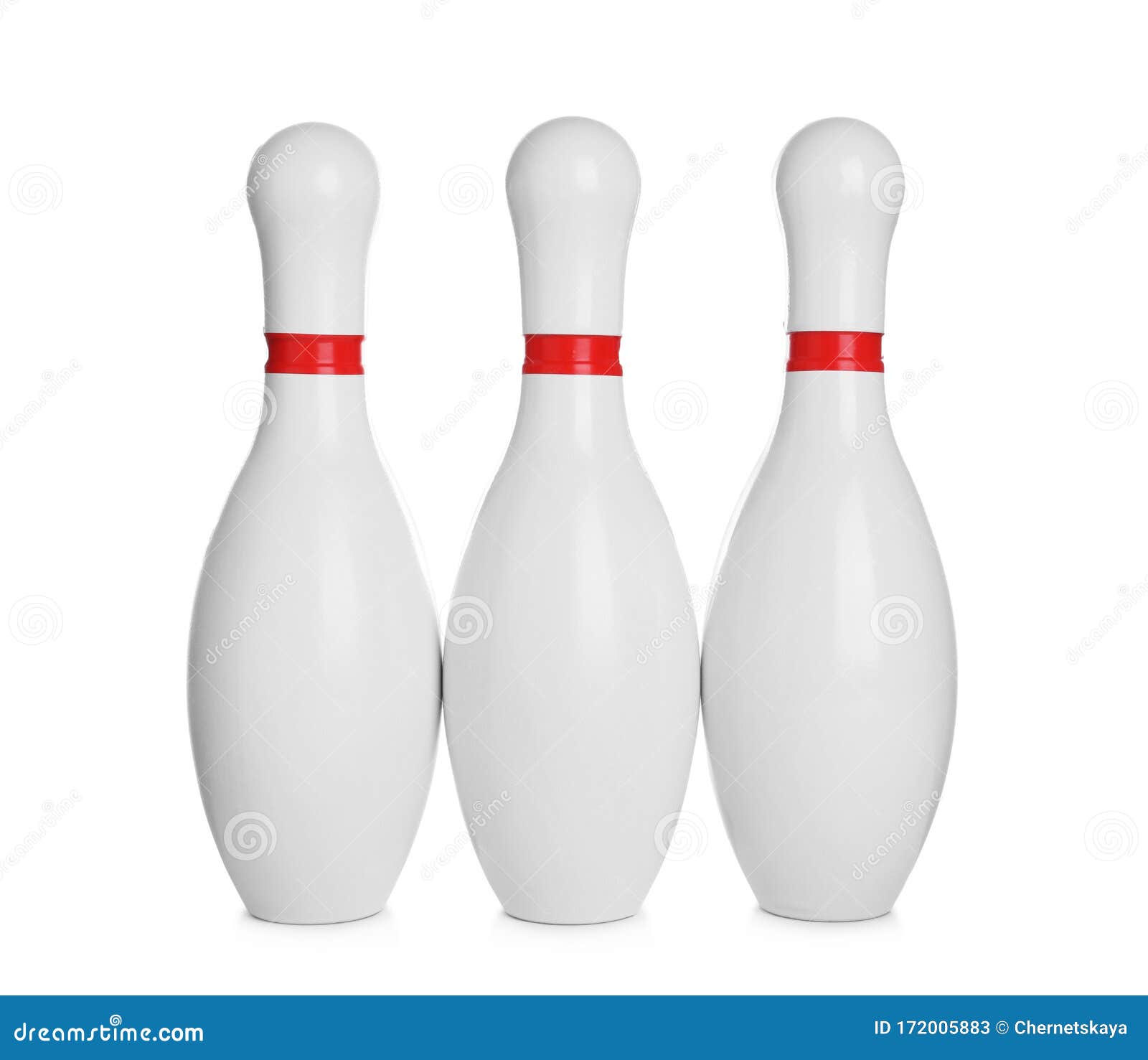 Bowling Pins with Red Stripes Isolated Stock Image - Image of sportive ...