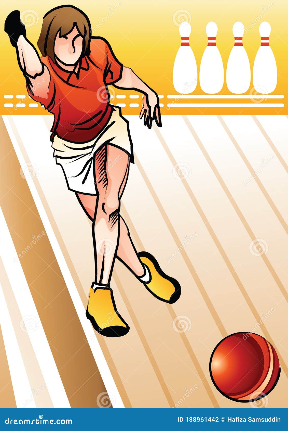 Bowling Player in Action. Vector Illustration Decorative Design Stock ...