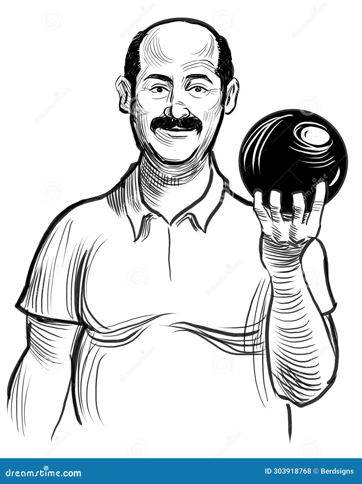Bowling player stock illustration. Illustration of drawing - 303918768