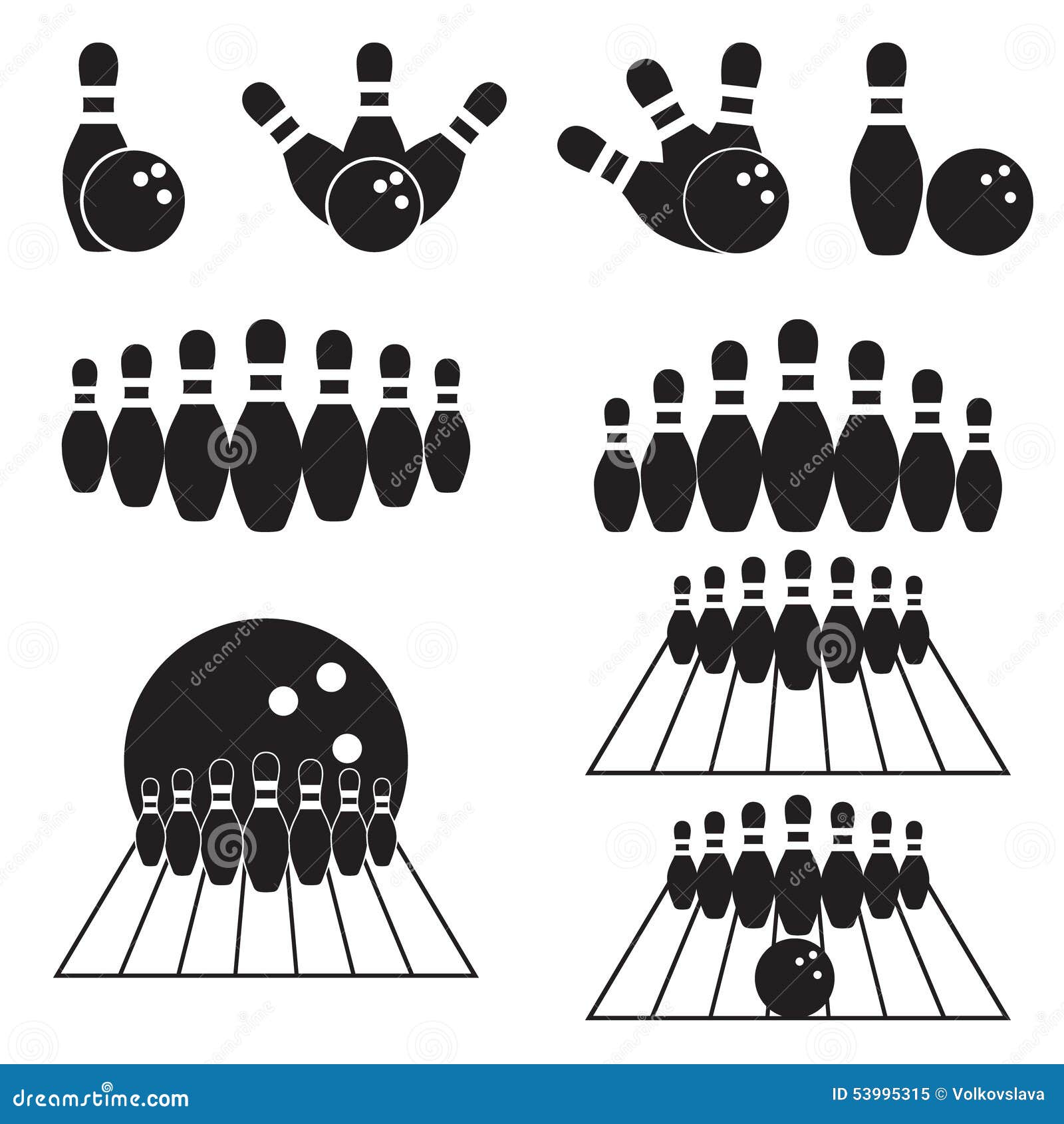 Bowling set stock vector. Illustration of emblem, ribbon - 53995315