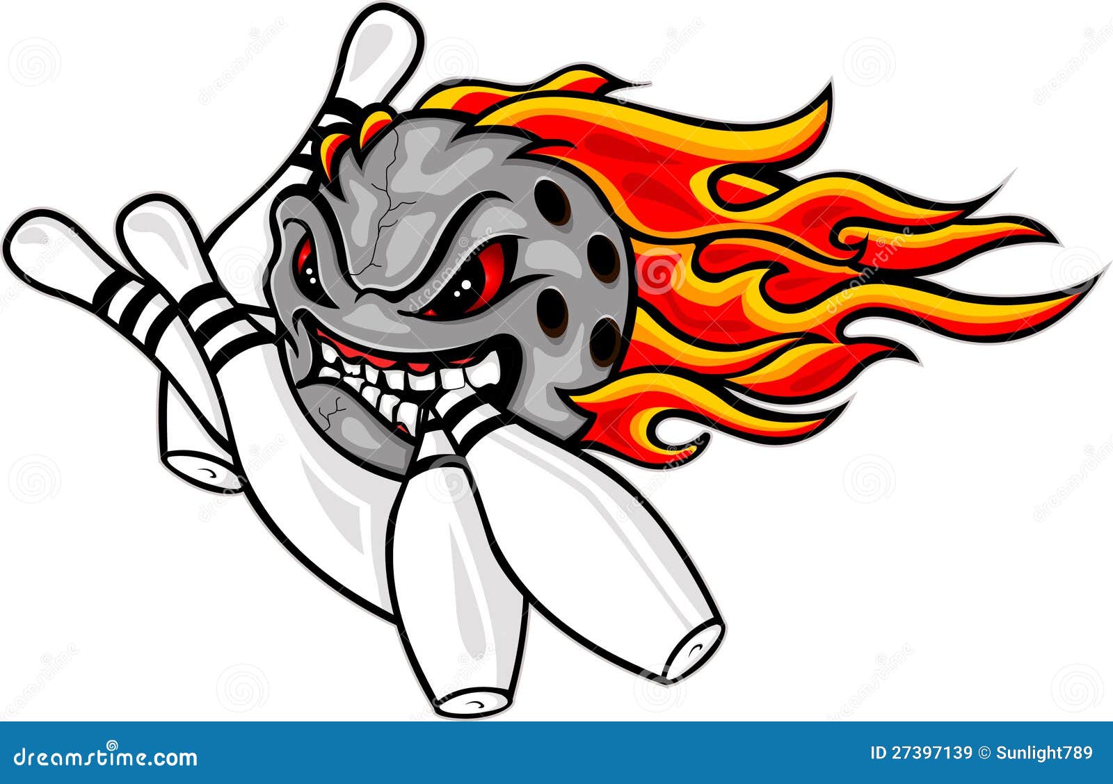 Bowling Sport Element with Flames Stock Illustration - Illustration of ...