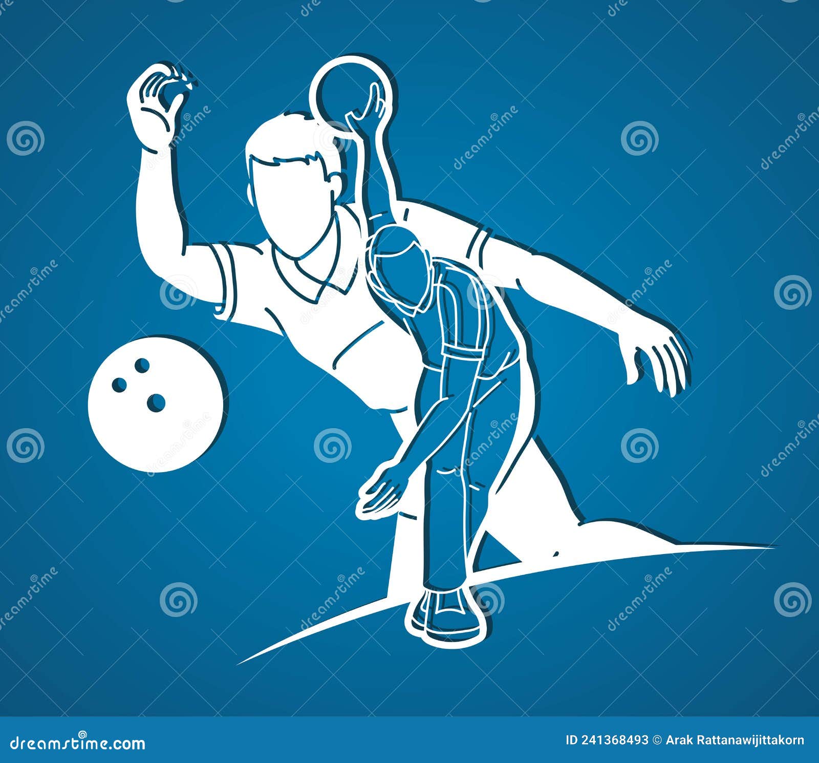 Bowling Sport Male Players Graphic Vector Stock Vector - Illustration ...