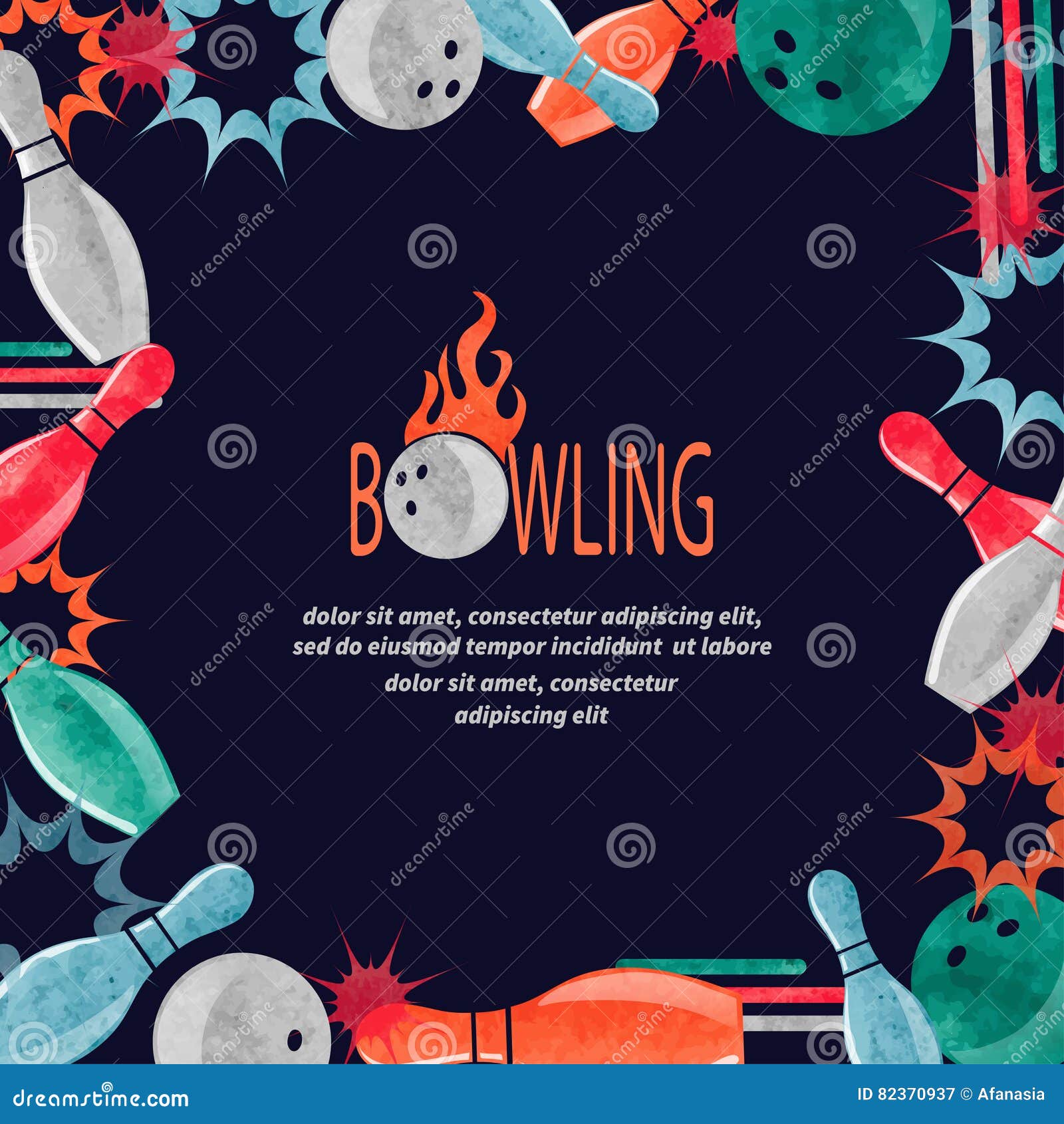 Bowling Square Border for Your Design. Stock Vector - Illustration of ...