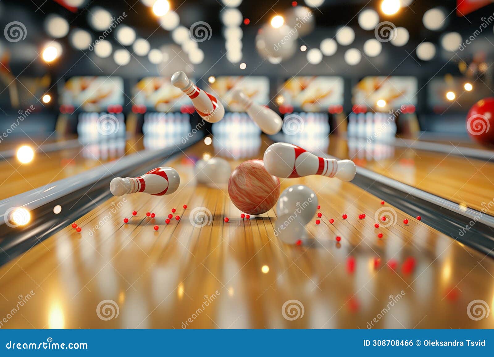 Bowling Strike Hit with Fire Explosion. Concept of Success Stock Photo ...