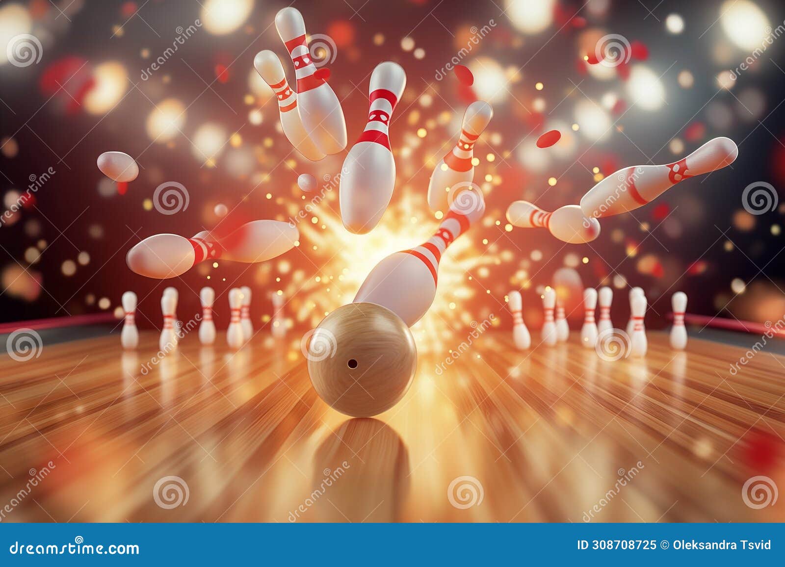 Bowling Strike Hit with Fire Explosion. Concept of Success Stock Image ...