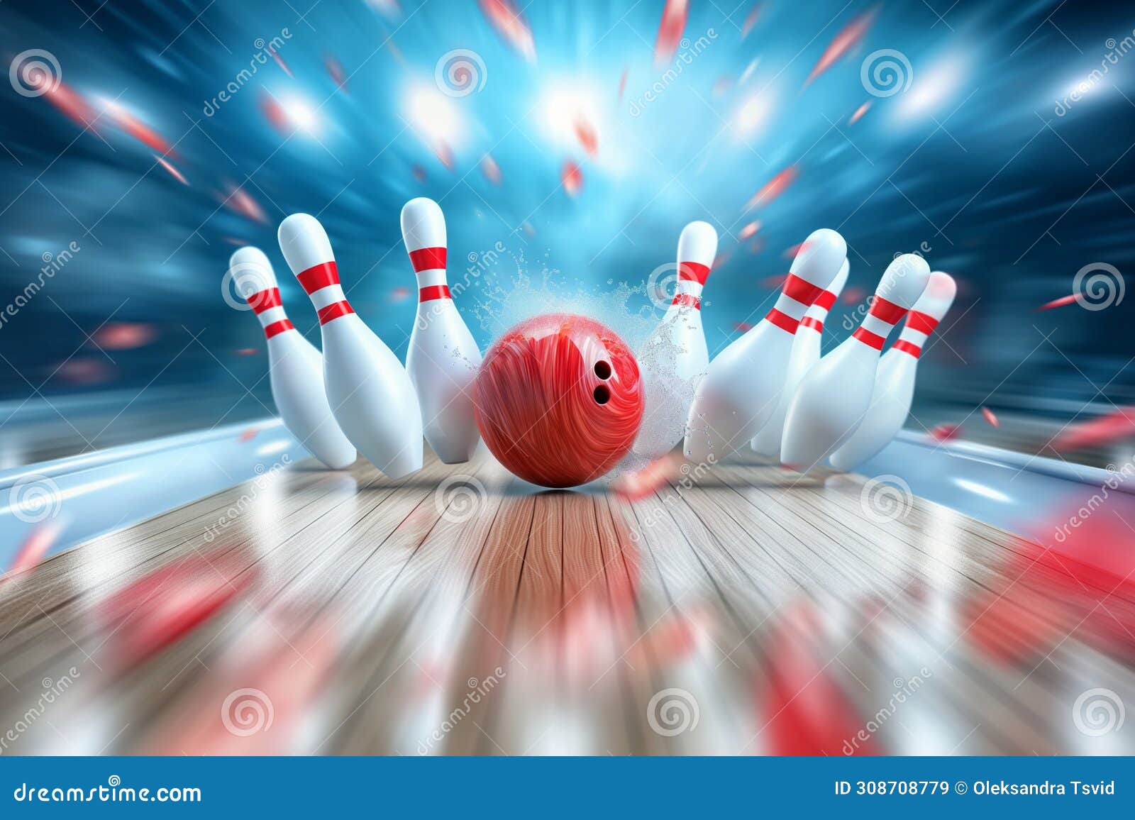 Bowling Strike Hit with Fire Explosion. Concept of Success Stock Image ...