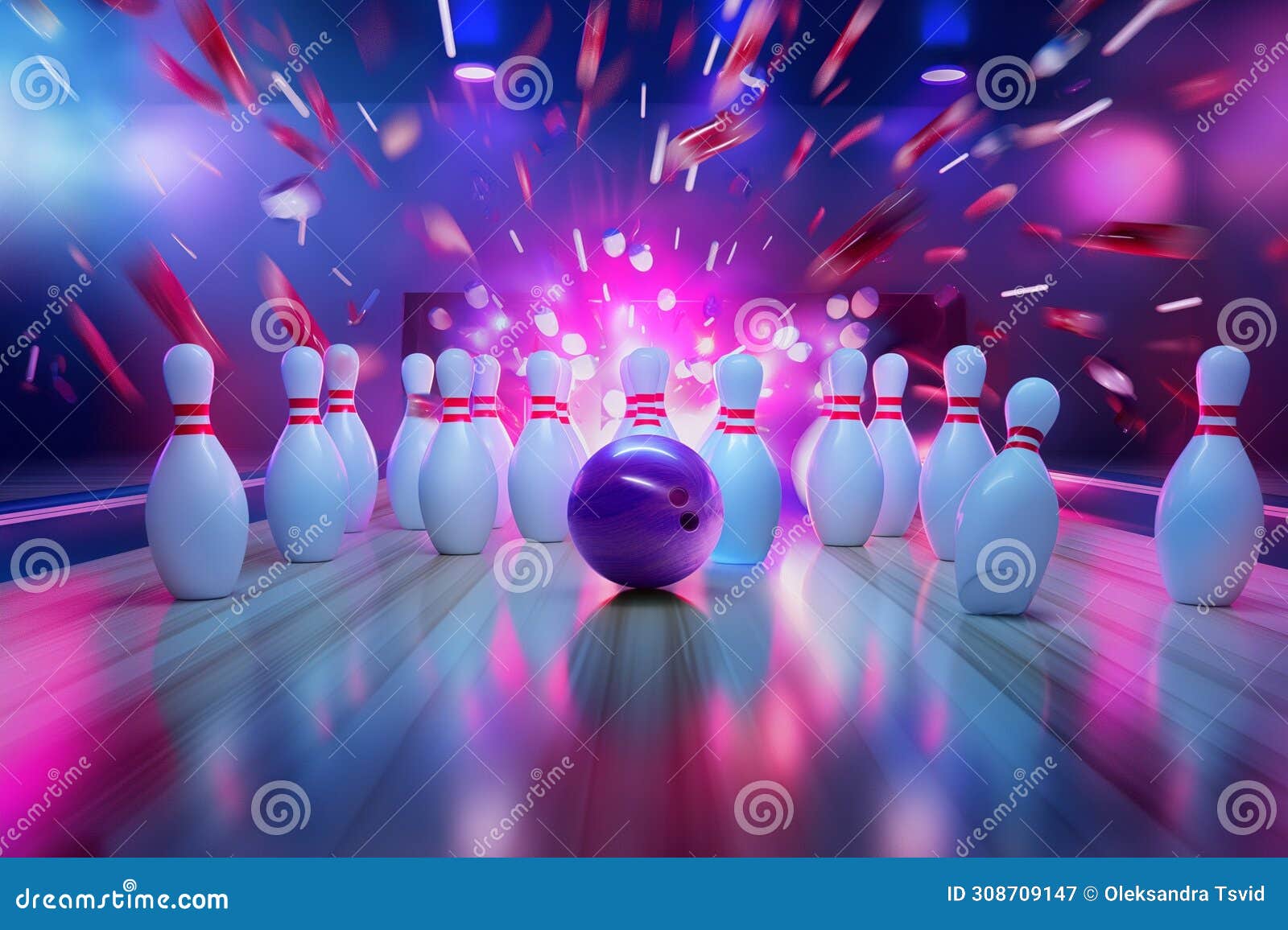 Bowling Strike Hit with Fire Explosion. Concept of Success Stock Image ...