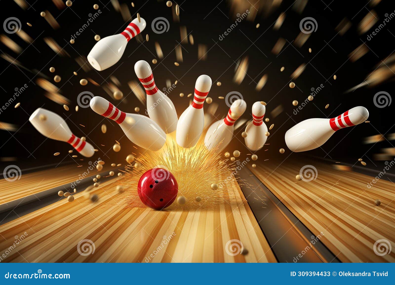 Bowling Strike Hit with Fire Explosion. Concept of Success Stock Image ...