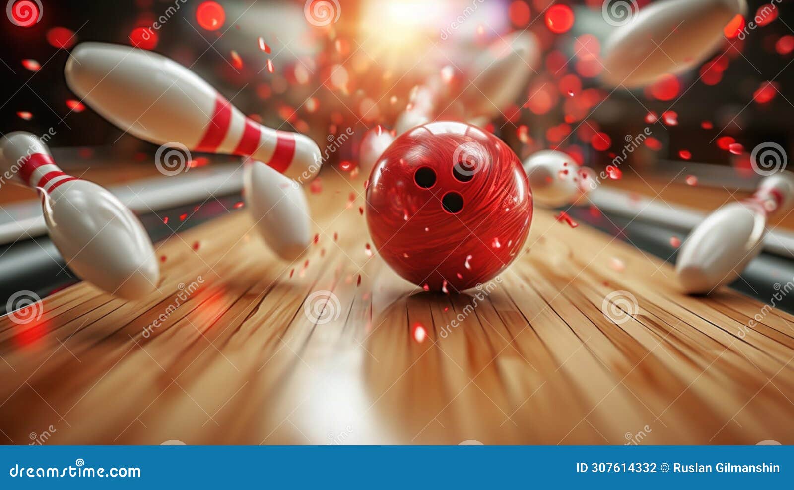Bowling Strike Hit with Fire Explosion. Concept of Success and Win ...