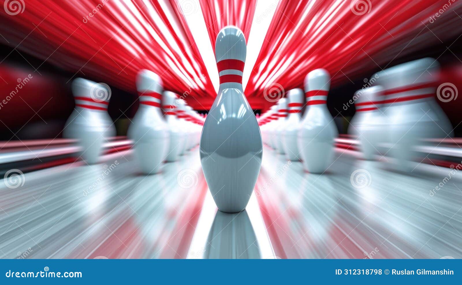 Bowling Strike Hit with Fire Explosion. Concept of Success and Win ...