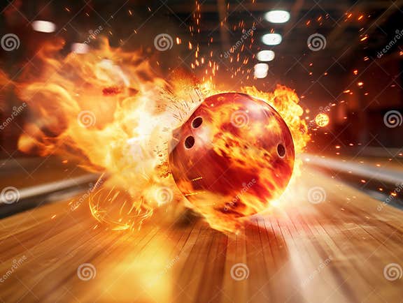 Bowling Strike Hit with Fire Explosion Stock Photo - Image of score ...