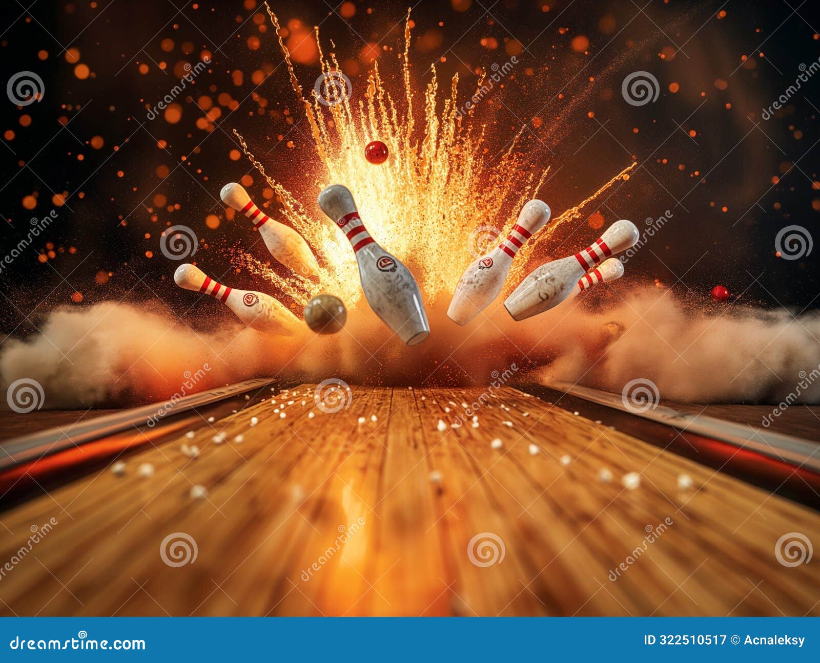 Bowling Strike Hit with Fire Explosion Stock Image - Image of goal ...