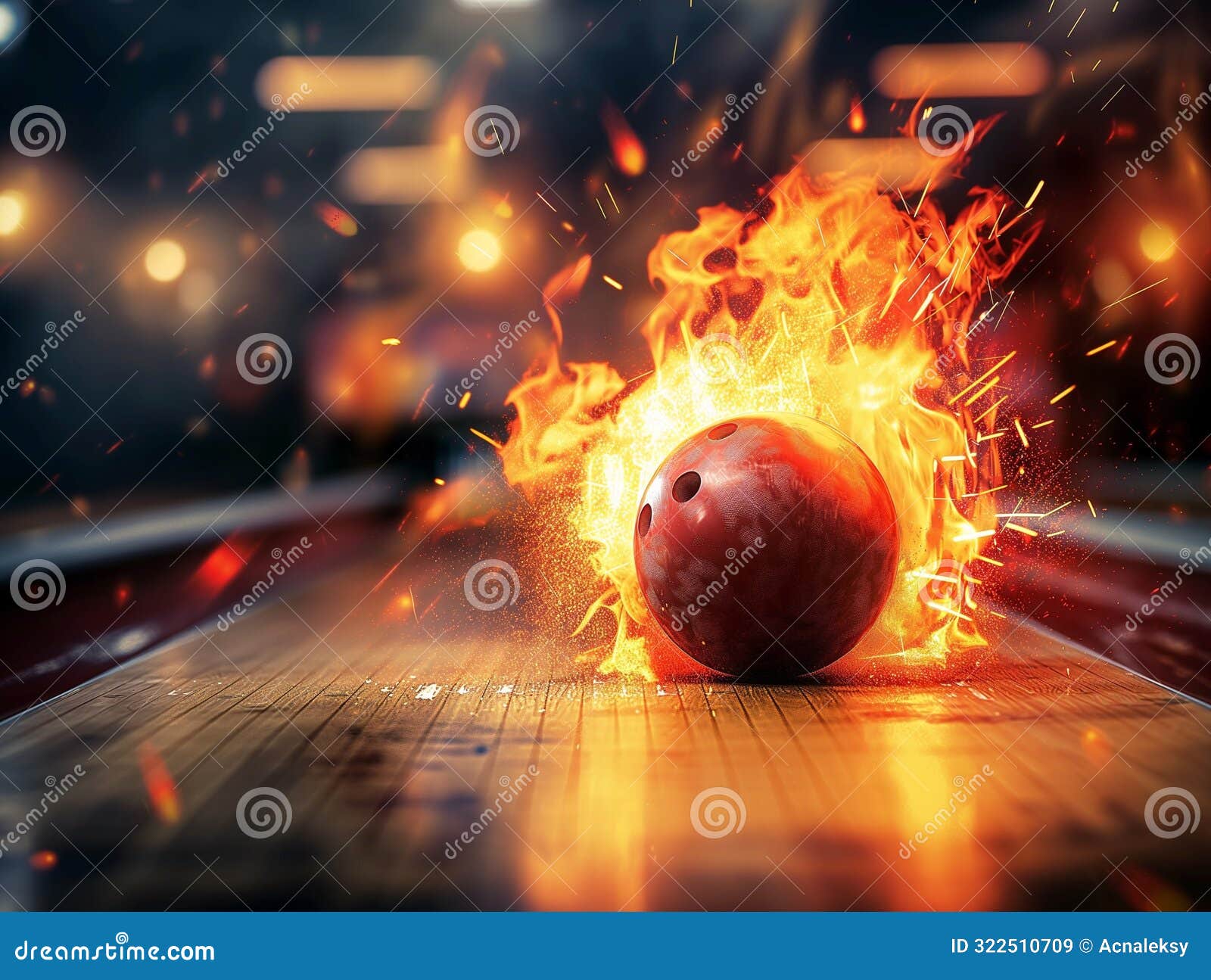 Bowling Strike Hit with Fire Explosion Stock Image - Image of ...