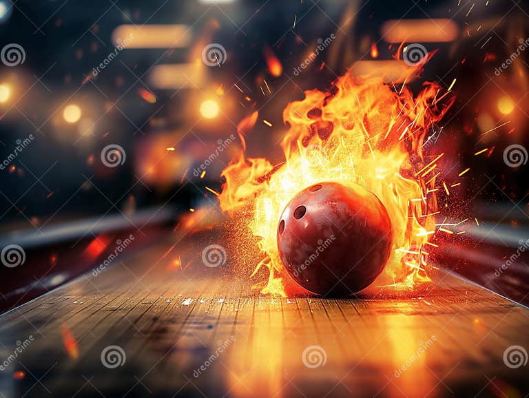 Bowling Strike Hit with Fire Explosion Stock Image - Image of ...