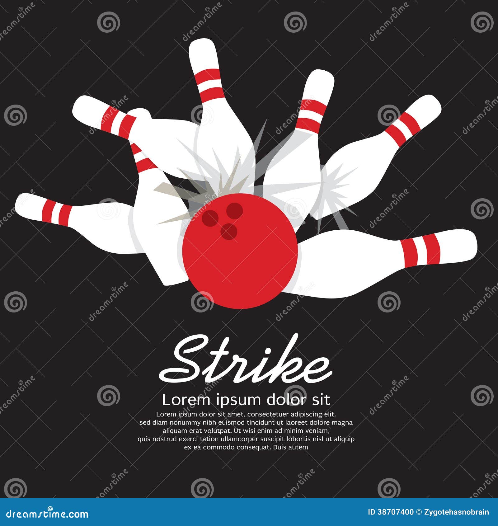 Bowling Strike stock vector. Illustration of object, speed - 38707400