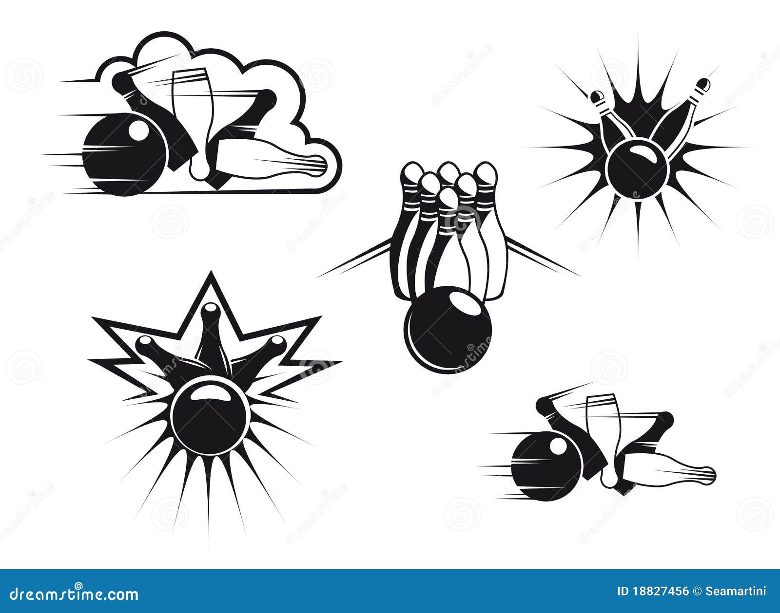 Bowling symbols stock vector. Illustration of background - 18827456