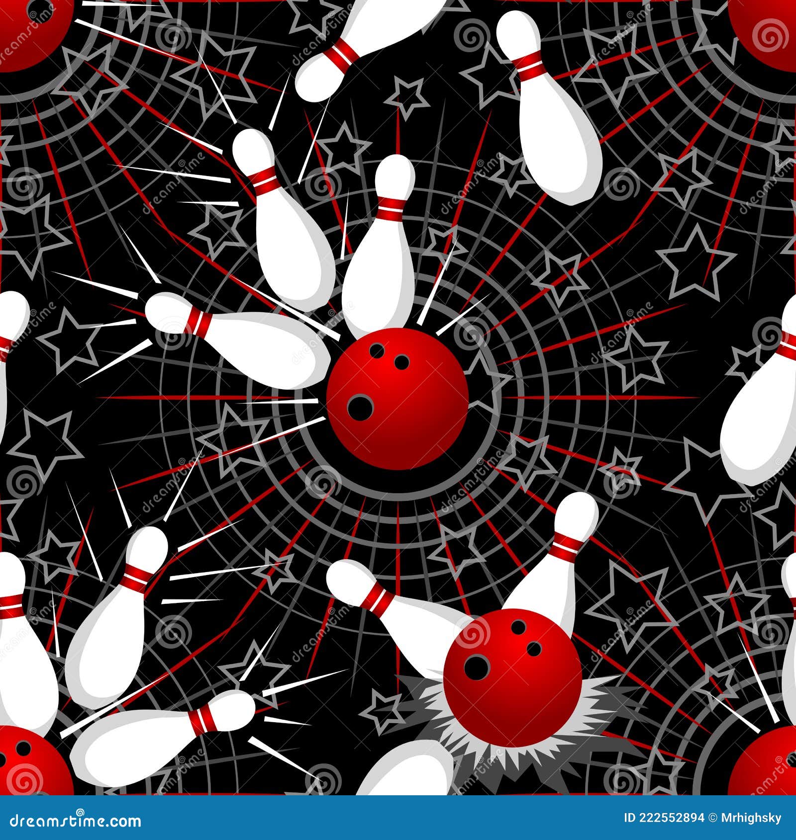 Bowling Themed Seamless Pattern Stock Vector - Illustration of tile ...