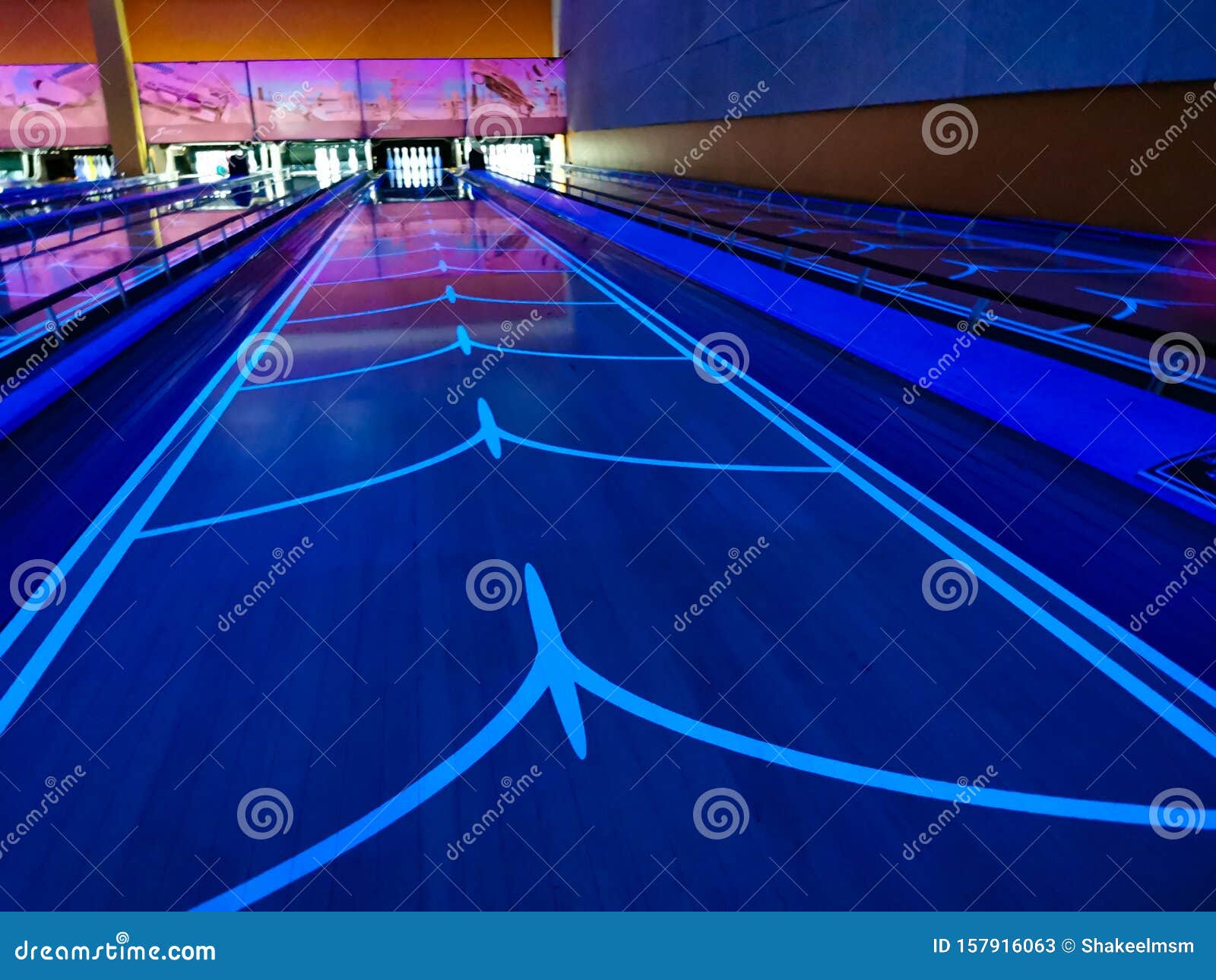 Bowling Track in a Bowling Center Stock Image - Image of excitement ...